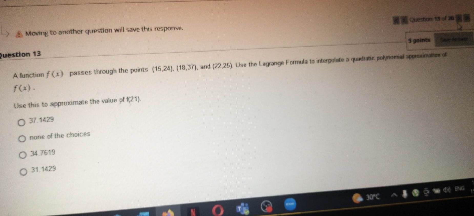 Solved A function f(x) passes through the points | Chegg.com