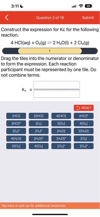 Solved Construct the expression for Kc for the following | Chegg.com