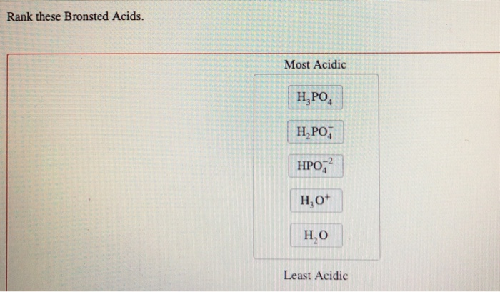 Solved Rank these Bronsted Acids. Most Acidic H, PO H PO | Chegg.com