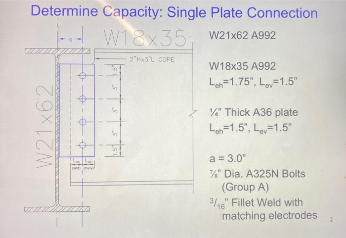 Solved Matarmino Conanitu, cinale Plate Connection W21x62 | Chegg.com