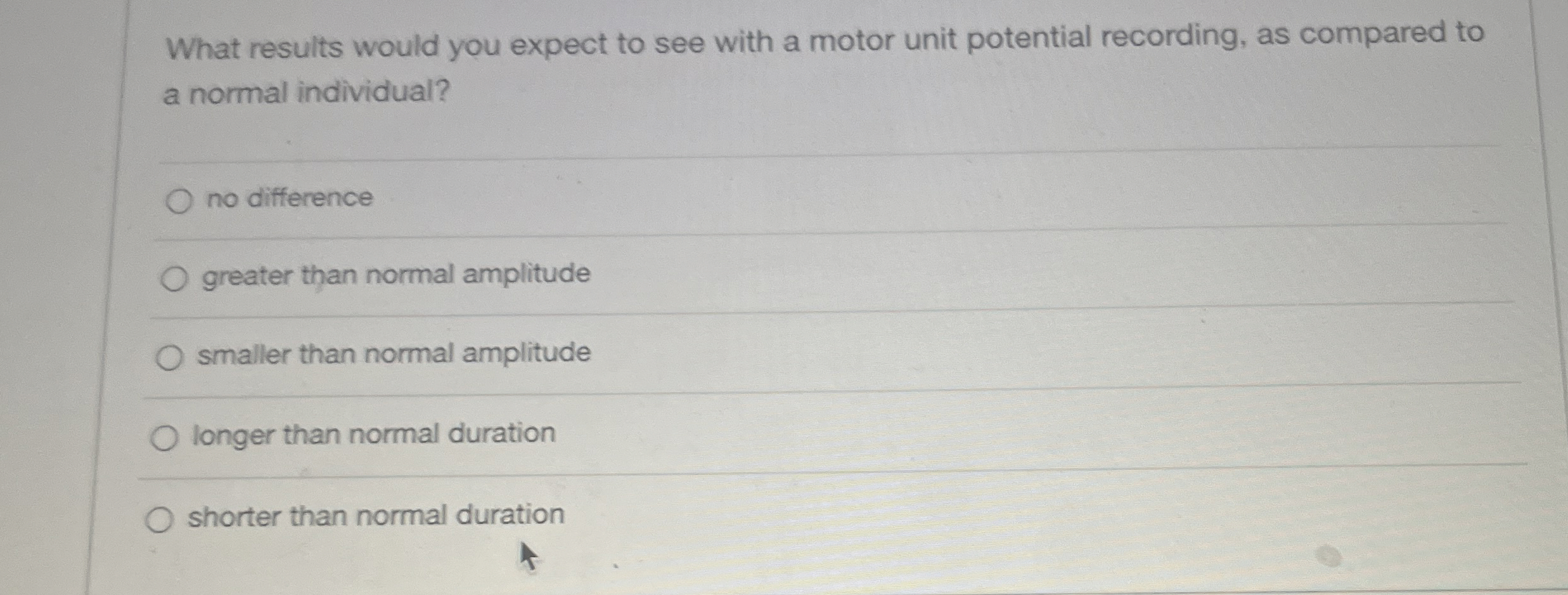 Solved What results would you expect to see with a motor | Chegg.com