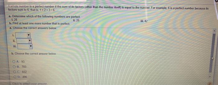 Solved While number is a perfect number if the sum of its | Chegg.com