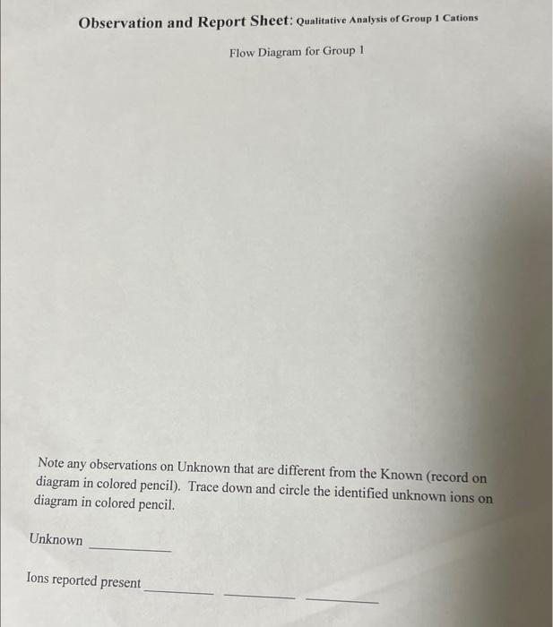 Solved Observation and Report Sheet: Qualitative Analysis of | Chegg.com