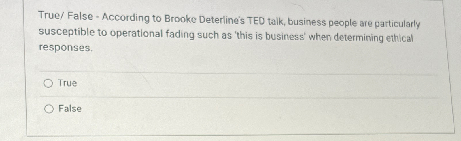 Solved True/ ﻿False - ﻿According to Brooke Deterline's TED | Chegg.com