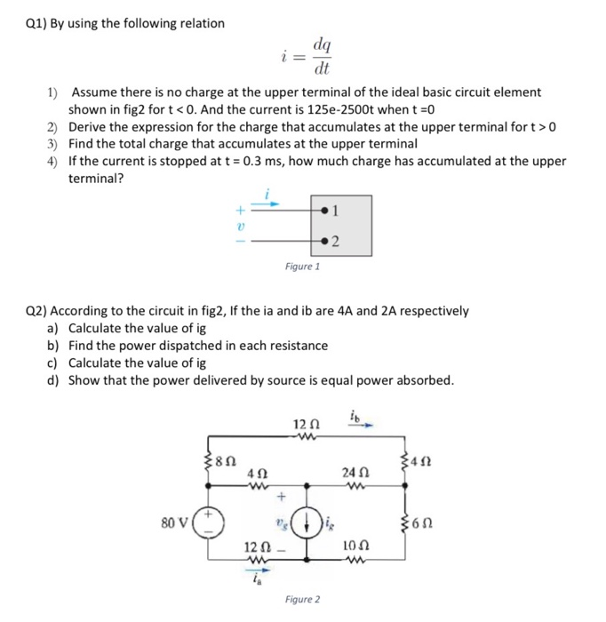 Solved Q1) By using the following relation dq dt 1) Assume | Chegg.com
