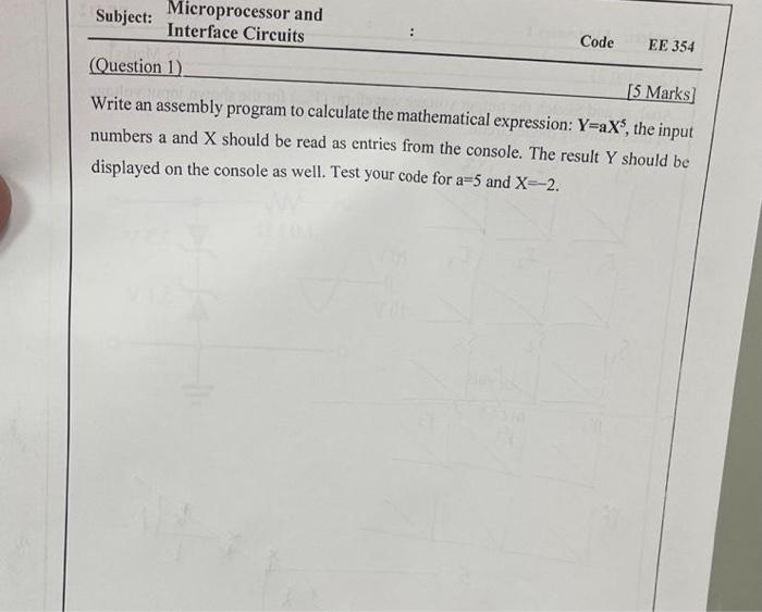 Subject: Microprocessor and Interface Circuits Code | Chegg.com
