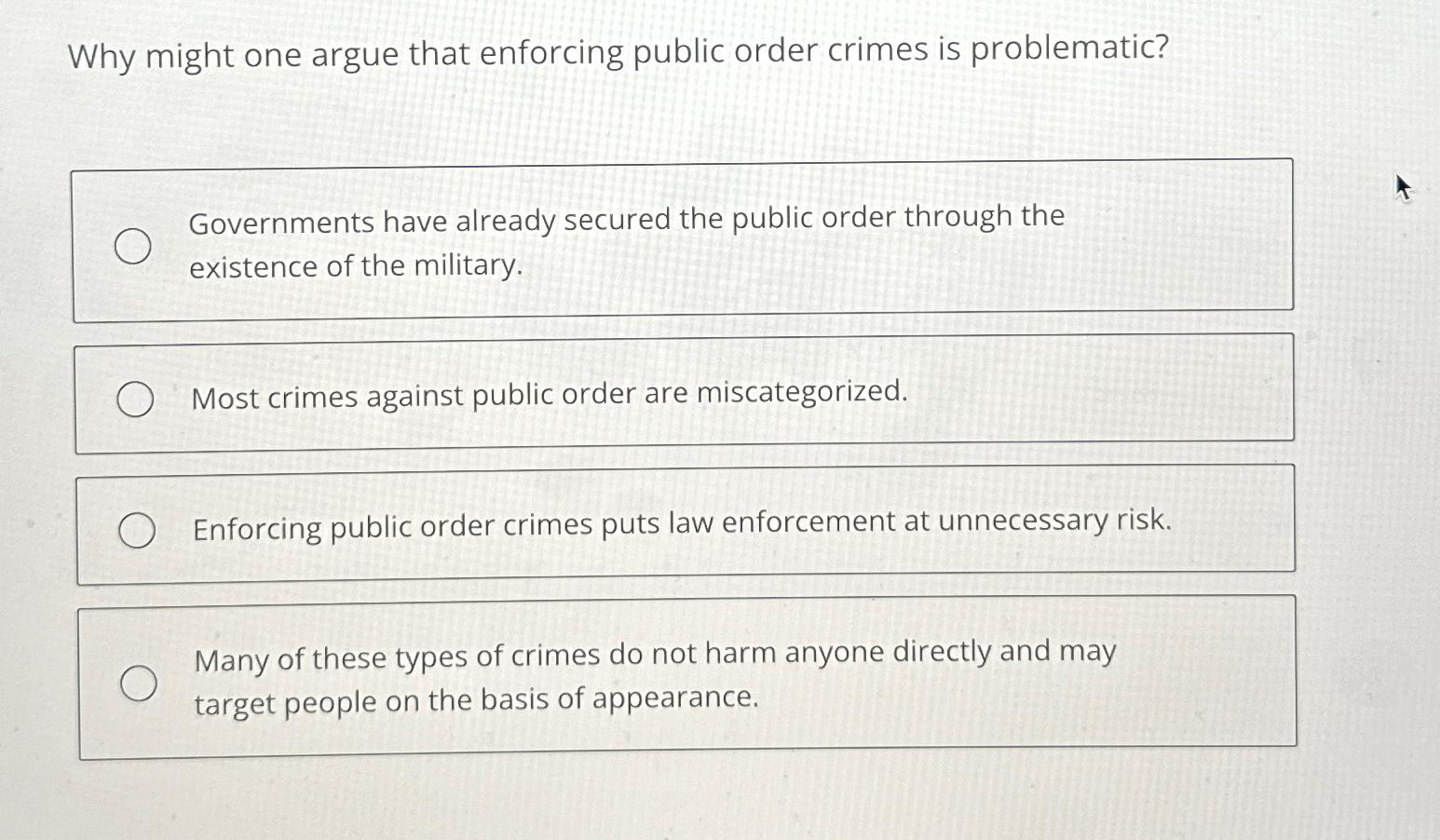 Solved Why might one argue that enforcing public order | Chegg.com