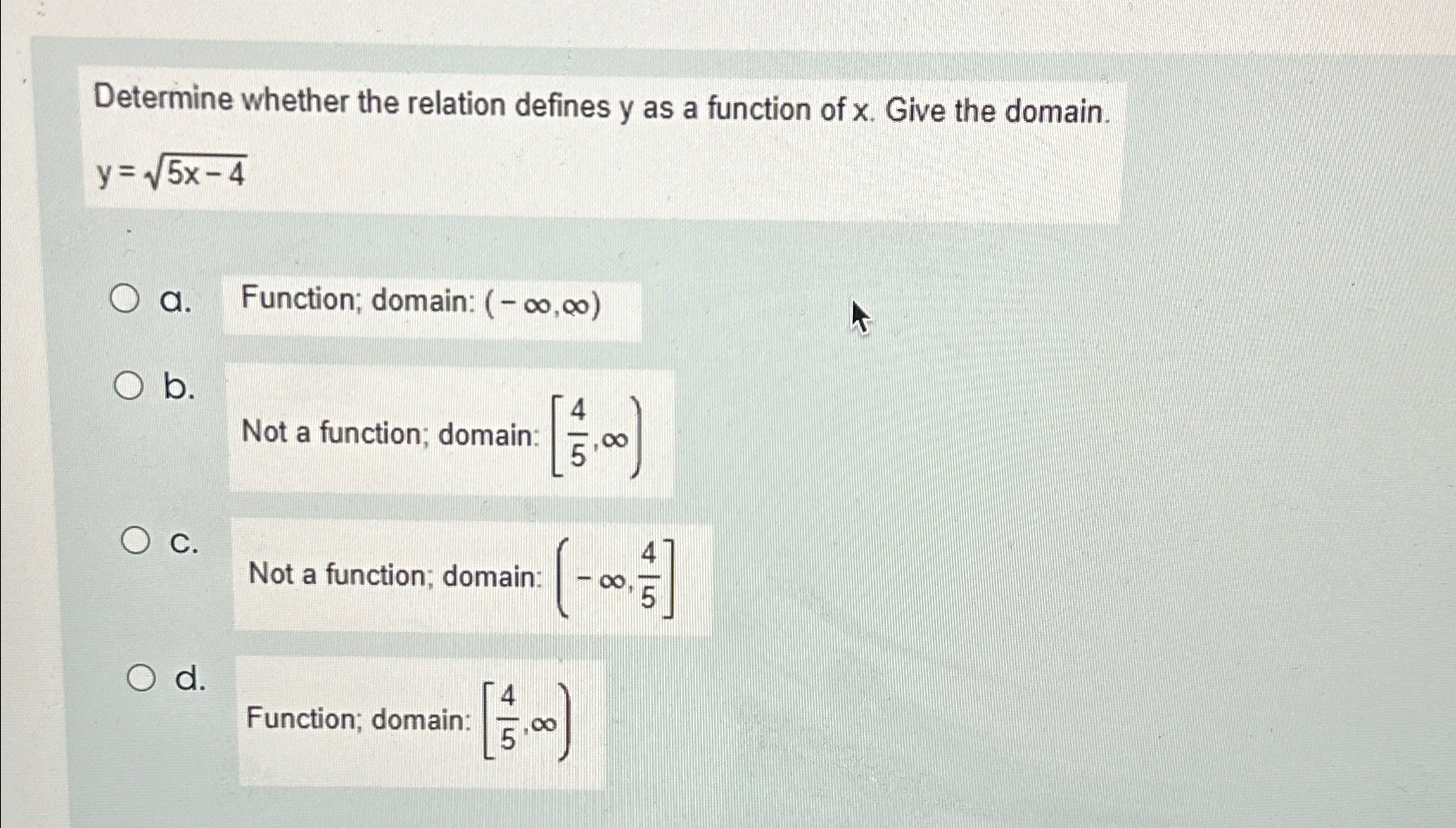 Solved Determine whether the relation defines y ﻿as a | Chegg.com