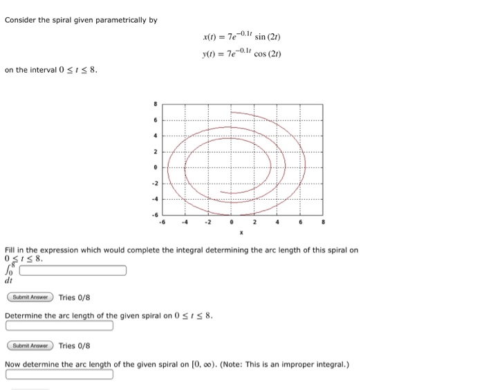 Solved Consider the spiral given parametrically by X(t) = | Chegg.com