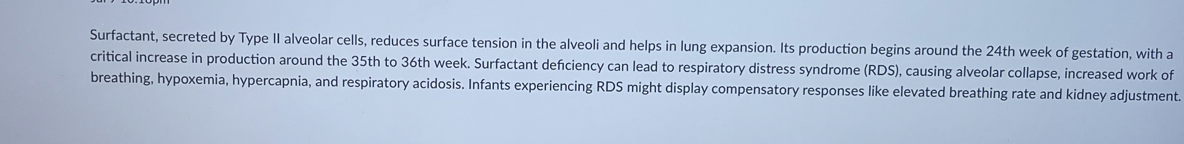 Solved Surfactant, secreted by Type II alveolar cells, | Chegg.com