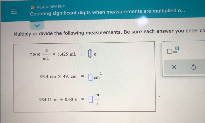 Solved MEASUREMENT Counting significant digits when | Chegg.com