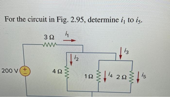 Solved For the circuit in Fig. 2.95, determine i1 to i5. | Chegg.com