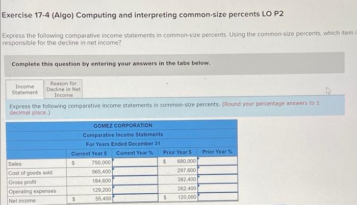 Solved Exercise 17-4 (Algo) Computing and interpreting | Chegg.com
