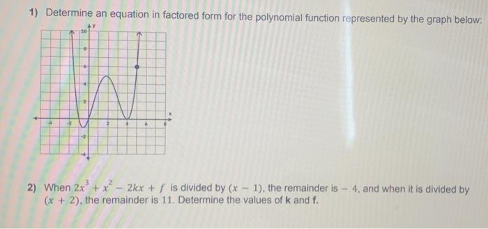 Solved 1) Determine an equation in factored form for the | Chegg.com