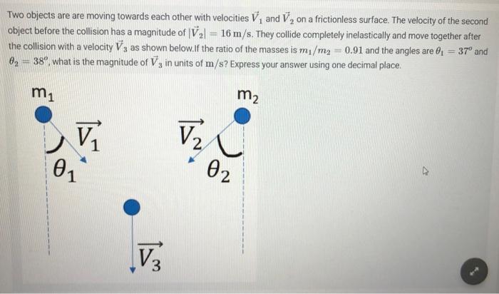 Solved Two objects are are moving towards each other with | Chegg.com