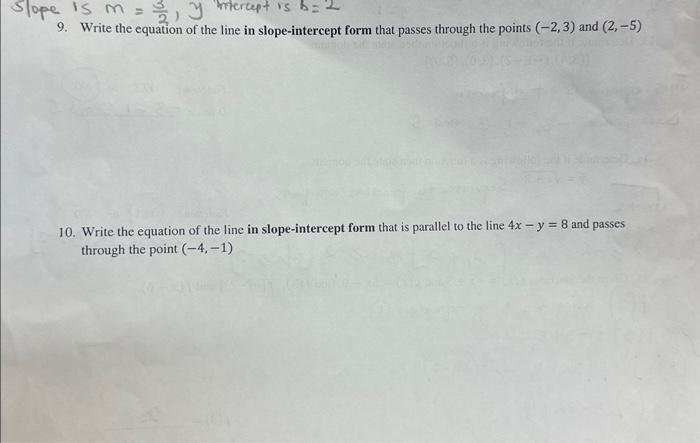 Solved 9. Write the equation of the line in slope-intercept | Chegg.com Solved 9. Write the equation of the line in slope-intercept | Chegg.com