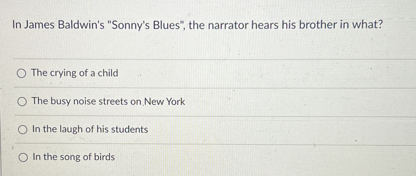Solved In James Baldwin's "Sonny's Blues", the narrator | Chegg.com
