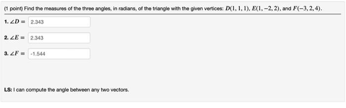 Solved LS: I can compute the angle between any two vectors. | Chegg.com
