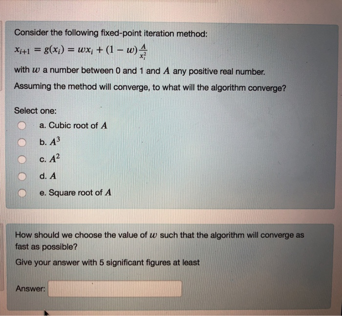 Solved Consider the following fixed-point iteration method: | Chegg.com