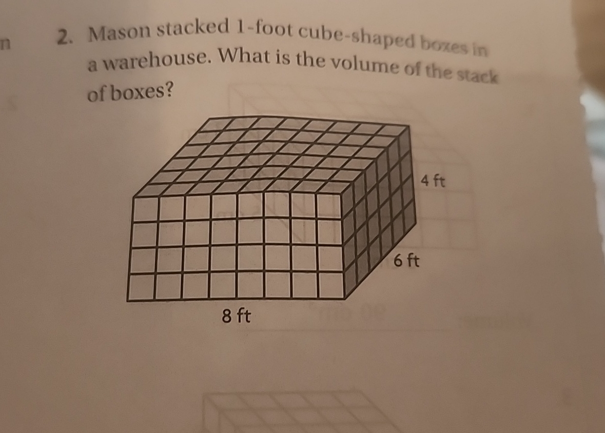 Solved Mason stacked 1 -foot cube-shaped boxes in a | Chegg.com