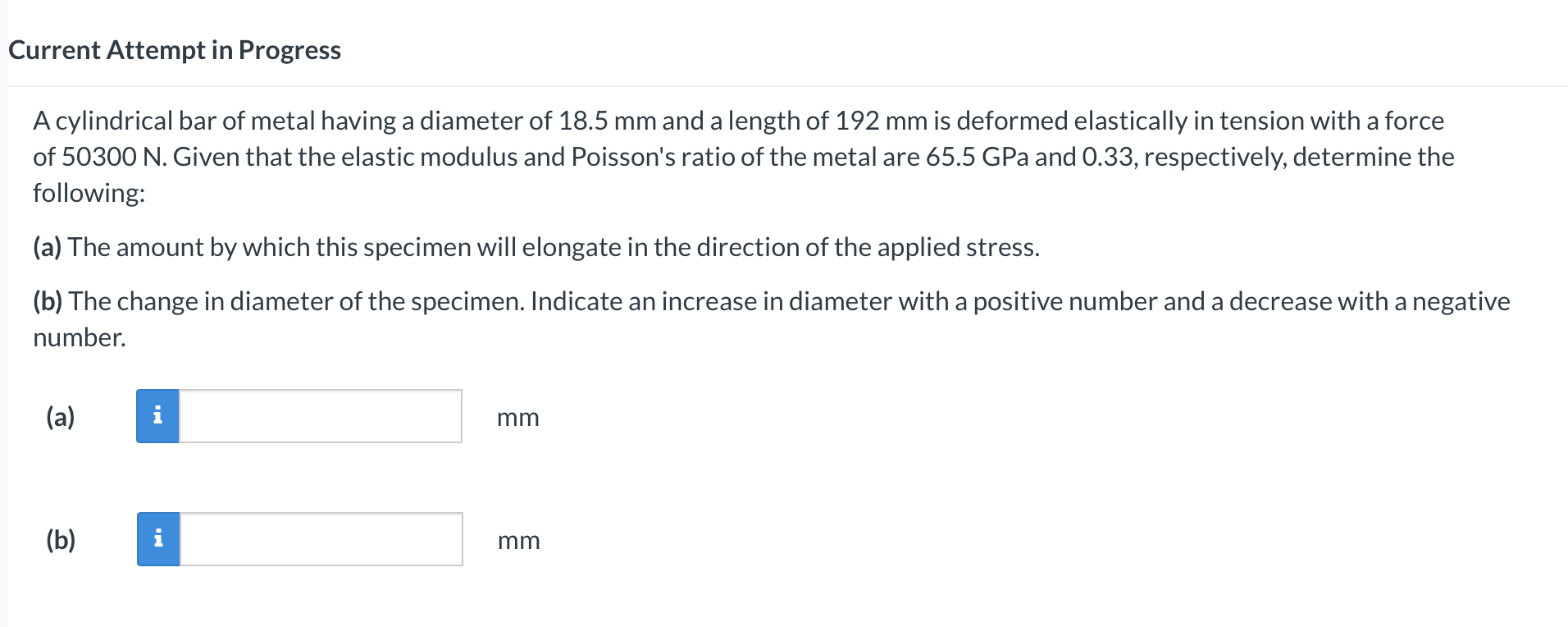 Solved Current Attempt in ProgressA cylindrical bar of metal | Chegg.com