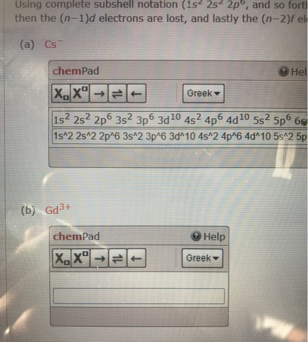 Solved Using Complete Subshell Notation 154 2s 2pº And So
