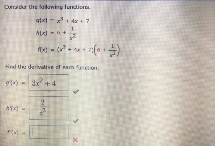 Solved Consider the following functions. g(x) = x2 + 4x + 7 | Chegg.com