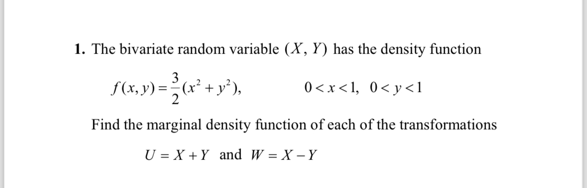 Solved The bivariate random variable (x,Y) ﻿has the density | Chegg.com
