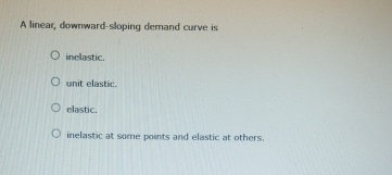 Solved A linear, dowrward-sloping demand curve | Chegg.com