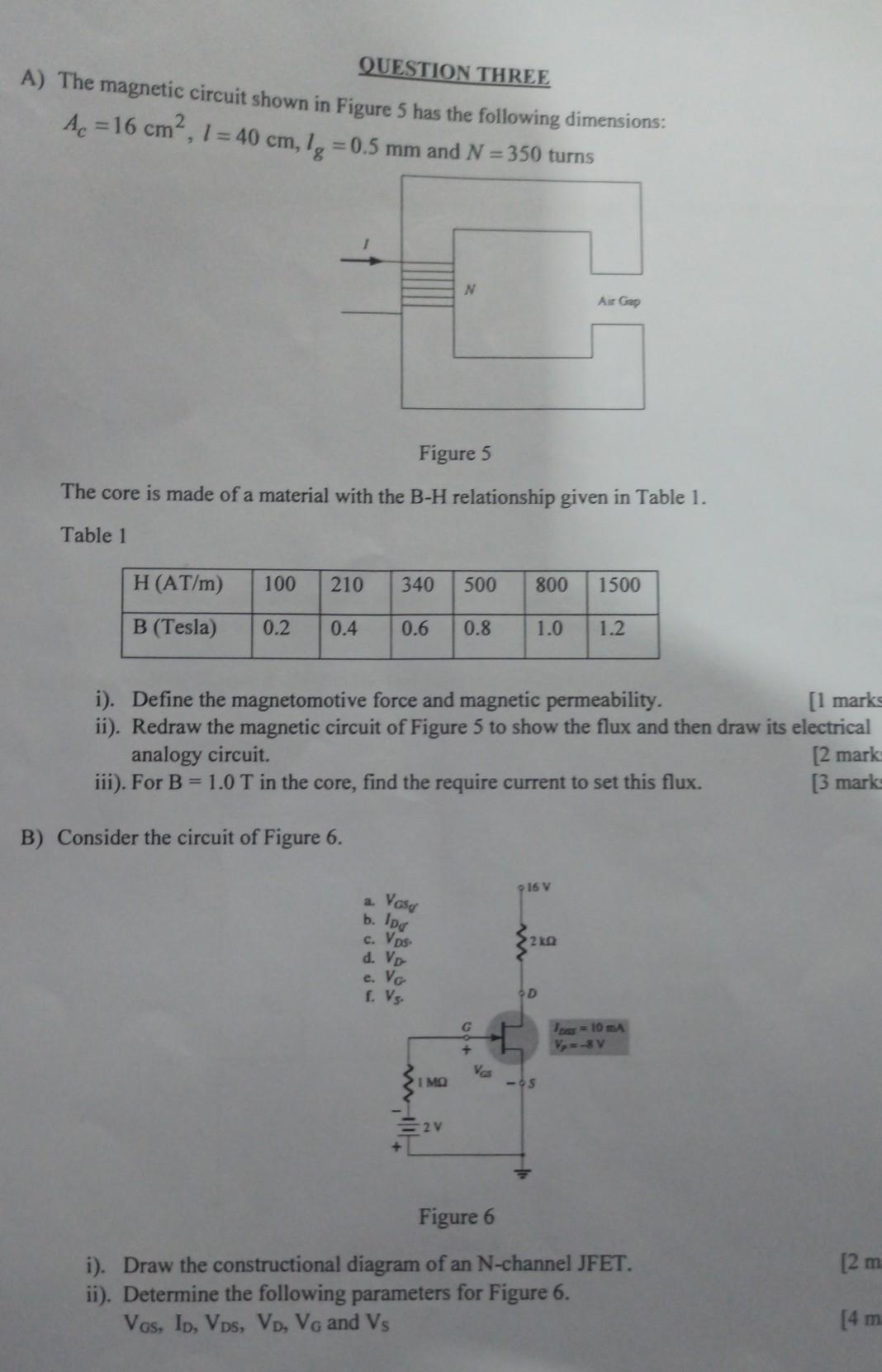 Solved QUESTION THREE A) The magnetic circuit shown in | Chegg.com
