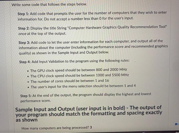 Solved Write some code that follows the steps below. Step 1: | Chegg.com