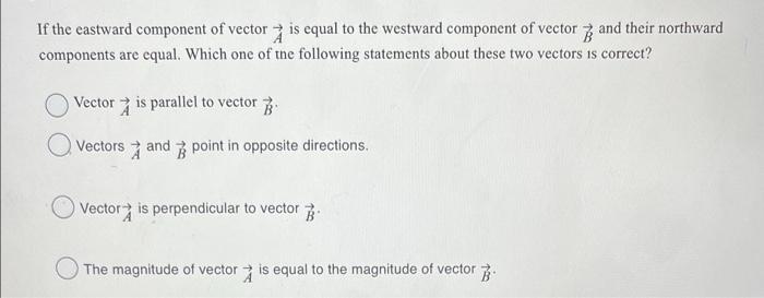 Solved If the eastward component of vector is equal to the | Chegg.com
