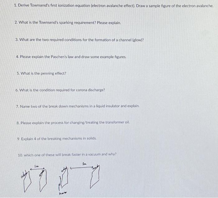 Solved 1. Derive Townsend's first ionization equation | Chegg.com