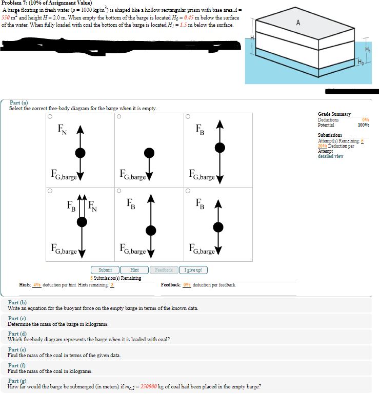 Solved Problem 7: ( 10% ﻿of Assignment Value)A barge | Chegg.com