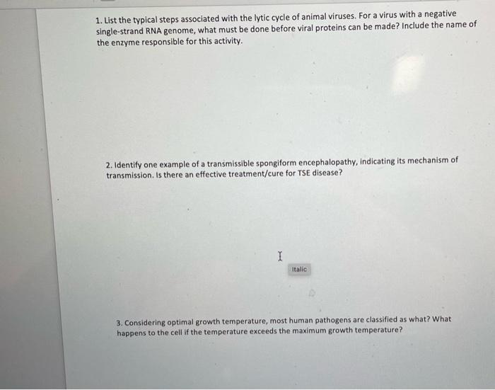 Solved 1. List the typical steps associated with the lytic | Chegg.com