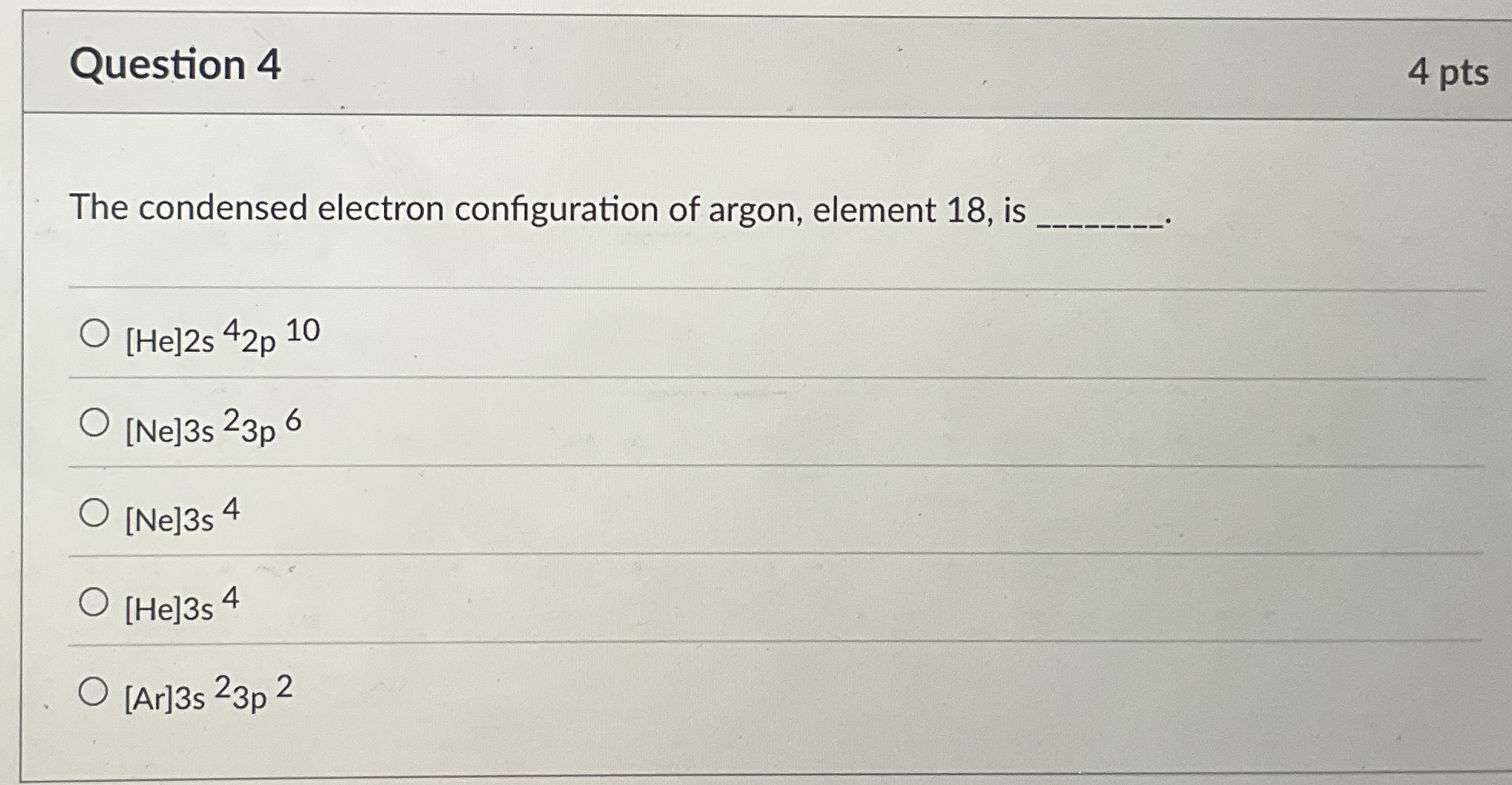 Solved Question 44 ﻿ptsThe condensed electron configuration | Chegg.com