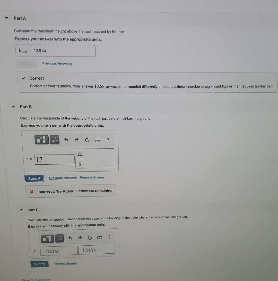 Solved Part A Calculate the maximum height above the roof | Chegg.com