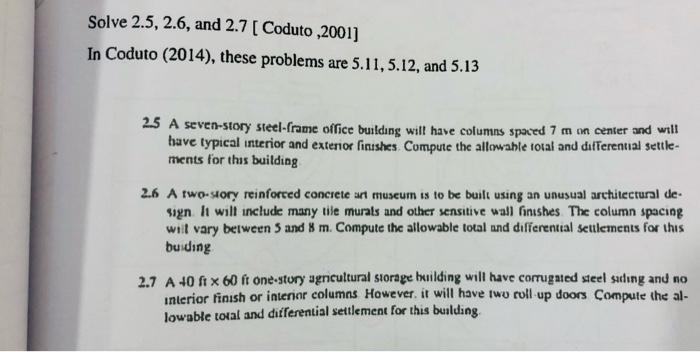 Solved Solve 2.5, 2.6, and 2.7 [ Coduto ,2001] In Coduto | Chegg.com