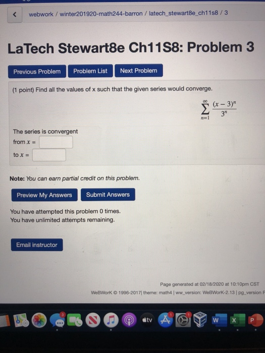 Solved webwork / Winter 201920-math244-barron / | Chegg.com