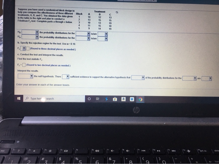 Solved 1 Suppose you have used a randomized block design to | Chegg.com