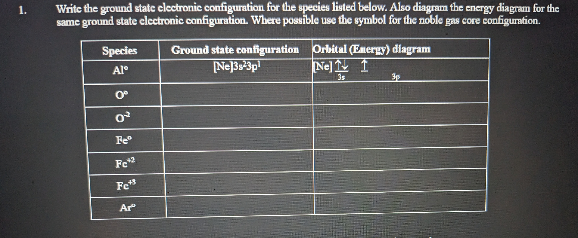 Solved Write the ground state electronic configuration for | Chegg.com
