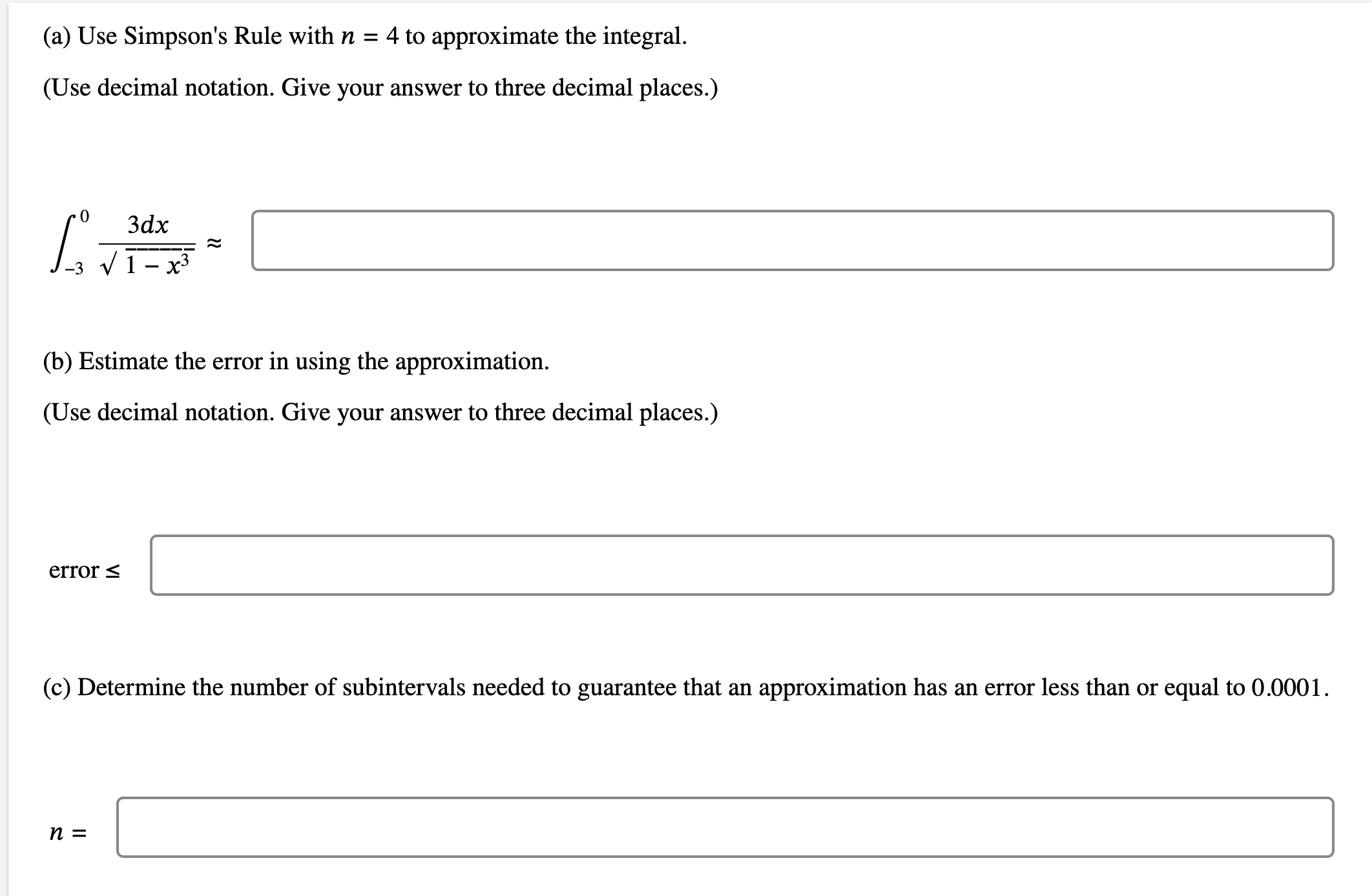 Solved (a) ﻿Use Simpson's Rule with n=4 ﻿to approximate the | Chegg.com