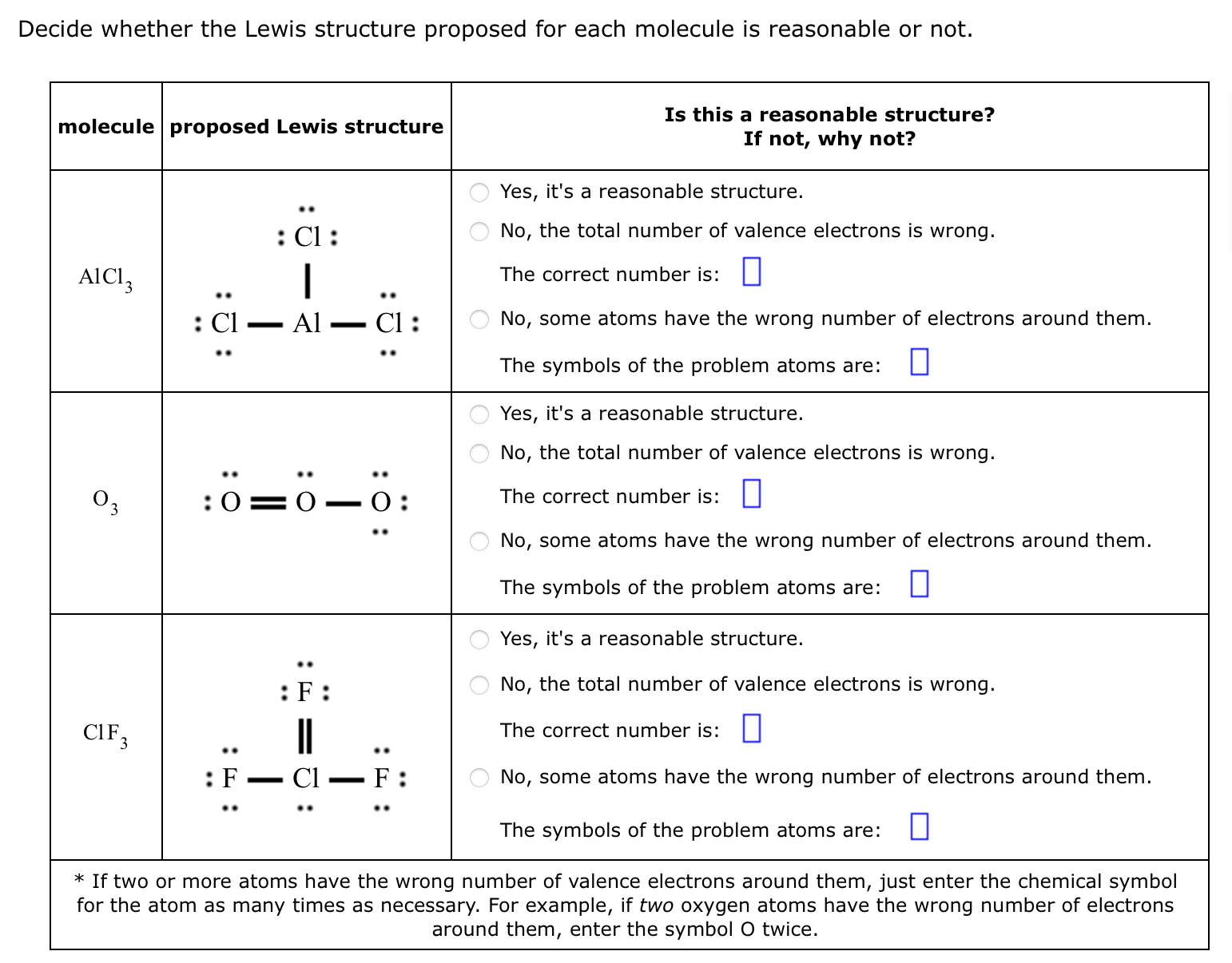 Solved Decide whether the Lewis structure proposed for each | Chegg.com