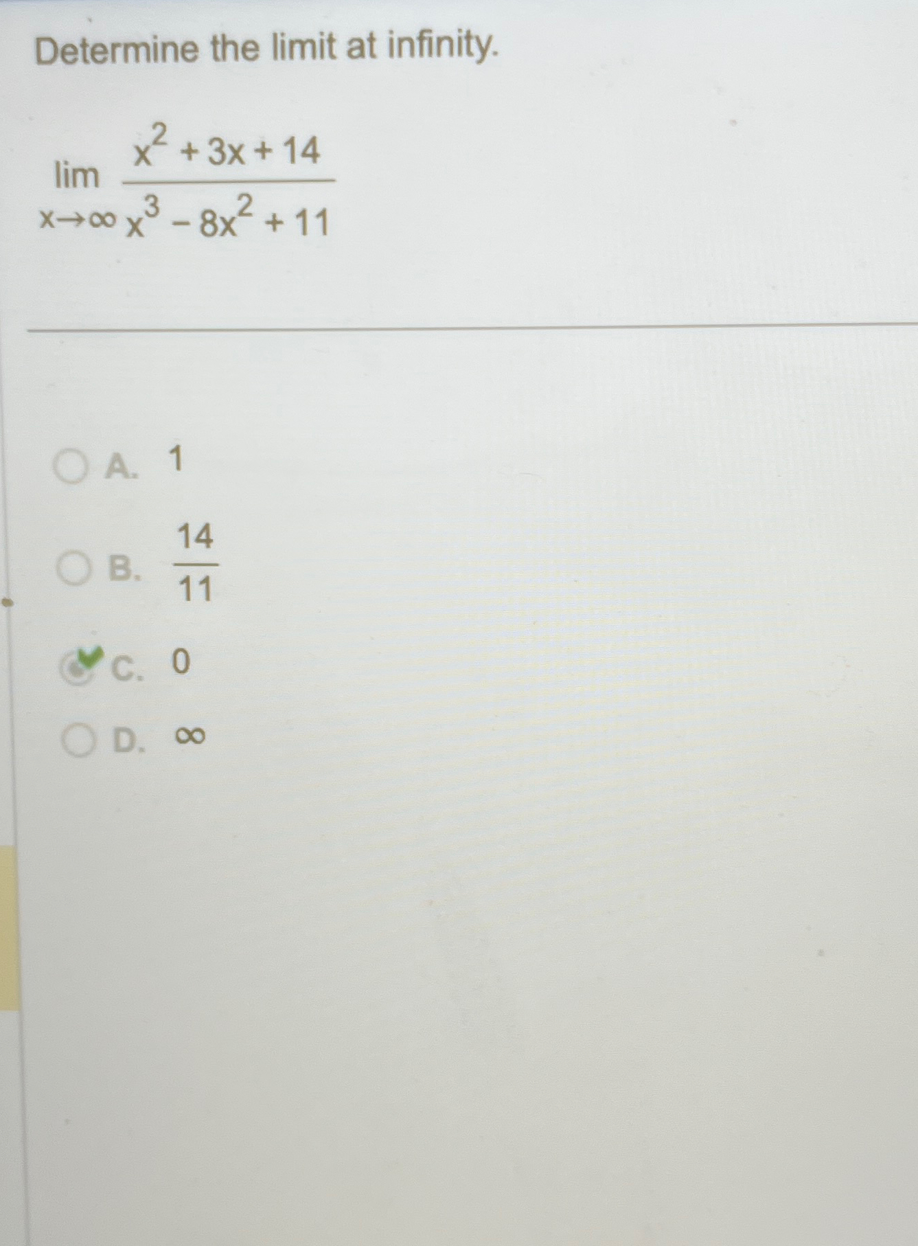 Solved Determine the limit at | Chegg.com