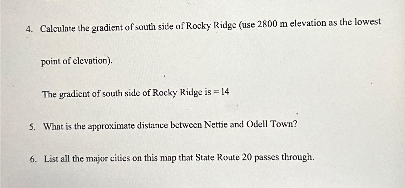 Solved Calculate the gradient of south side of Rocky Ridge | Chegg.com