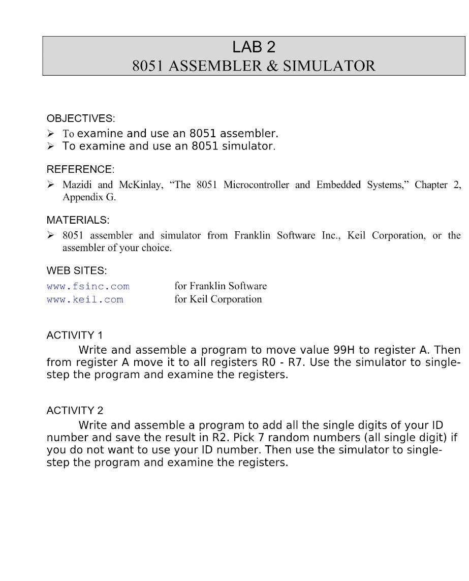 Solved LAB 28051 ﻿ASSEMBLER & | Chegg.com