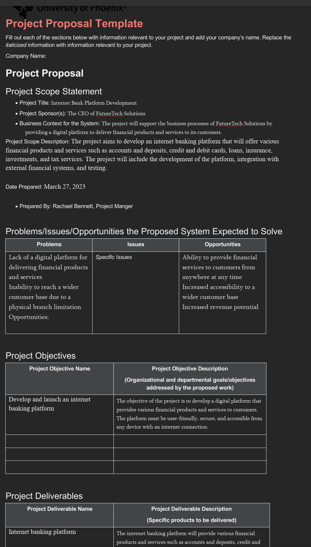 Assignment Content A project plan outlines | Chegg.com