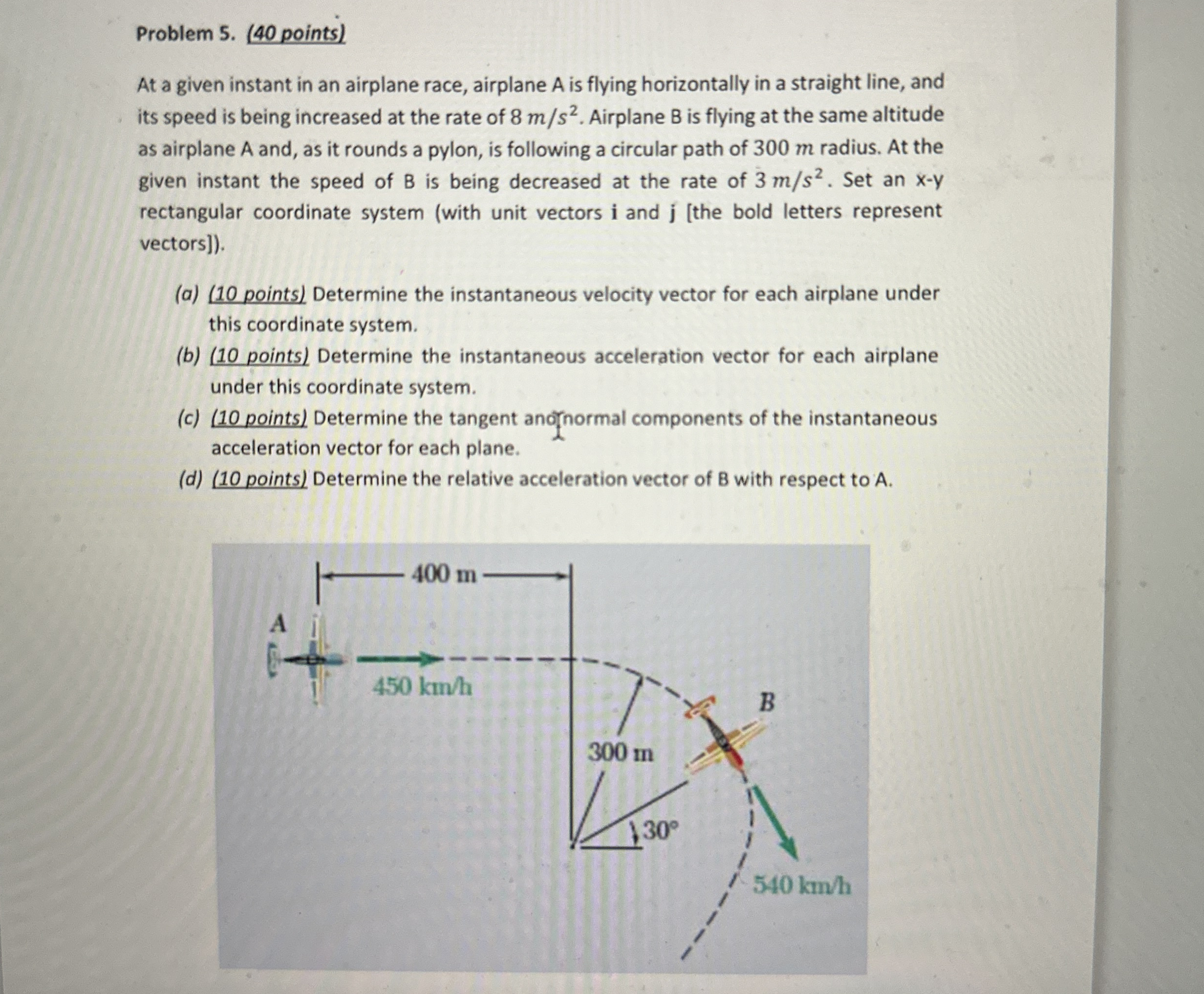 Solved Problem 5. ( 40 ﻿points)At a given instant in an | Chegg.com