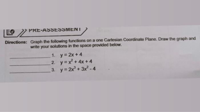 Solved 10 PRE-ASSESSMENT Directions: Graph the following | Chegg.com