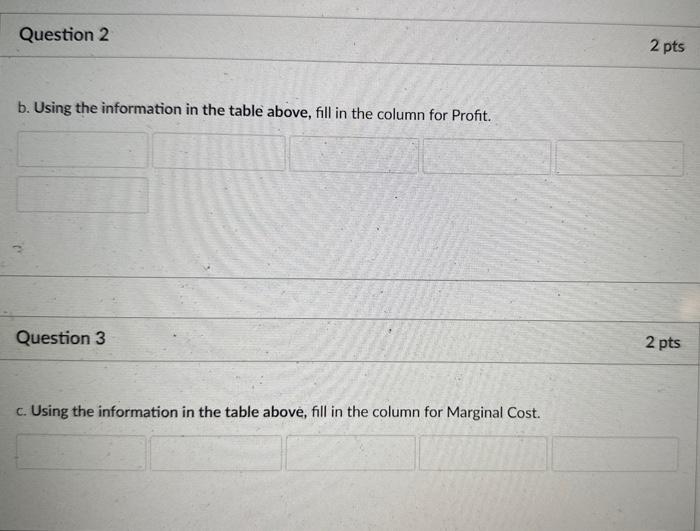 b. Using the information in the table above, fill in | Chegg.com